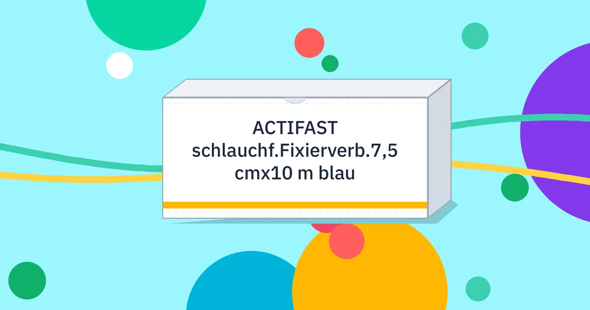 Symbolbild: Packung mit der Aufschrift ACTIFAST schlauchf.Fixierverb.7,5 cmx10 m blau (PZN 19151517) – Verfügbarkeit und Bezug in Apotheken in Frankfurt am Main
