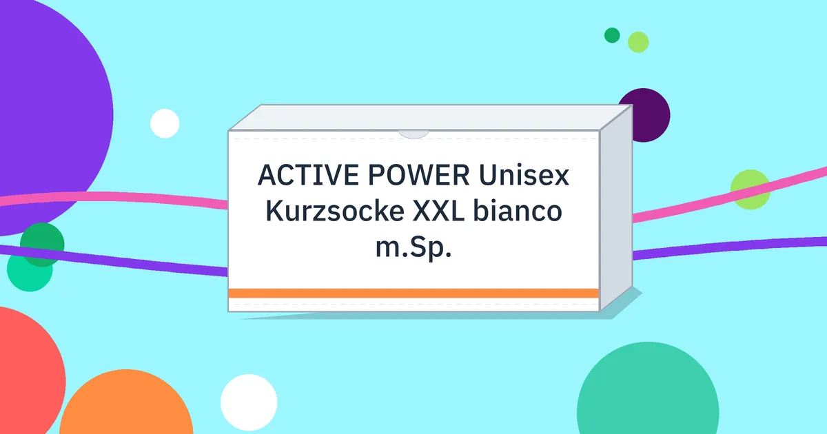 Symbolbild: Packung mit der Aufschrift ACTIVE POWER Unisex Kurzsocke XXL bianco m.Sp. (PZN 16194420) – Verfügbarkeit und Bezug in Apotheken in Frankfurt am Main