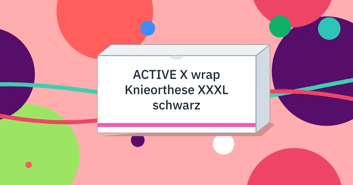 Symbolbild: Packung mit der Aufschrift ACTIVE X wrap Knieorthese XXXL schwarz (PZN 11557881) – Verfügbarkeit und Bezug in Apotheken in Frankfurt am Main