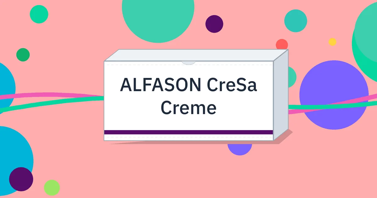 Symbolbild: Packung mit der Aufschrift ALFASON CreSa Creme (PZN 04782353) – Verfügbarkeit und Bezug in Apotheken in Frankfurt am Main