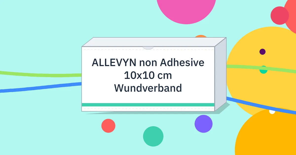 Symbolbild: Packung mit der Aufschrift ALLEVYN non Adhesive 10x10 cm Wundverband (PZN 14032297) – Verfügbarkeit und Bezug in Apotheken in Frankfurt am Main