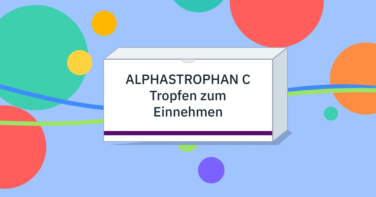 Symbolbild: Packung mit der Aufschrift ALPHASTROPHAN C Tropfen zum Einnehmen (PZN 03709236) – Verfügbarkeit und Bezug in Apotheken in Frankfurt am Main