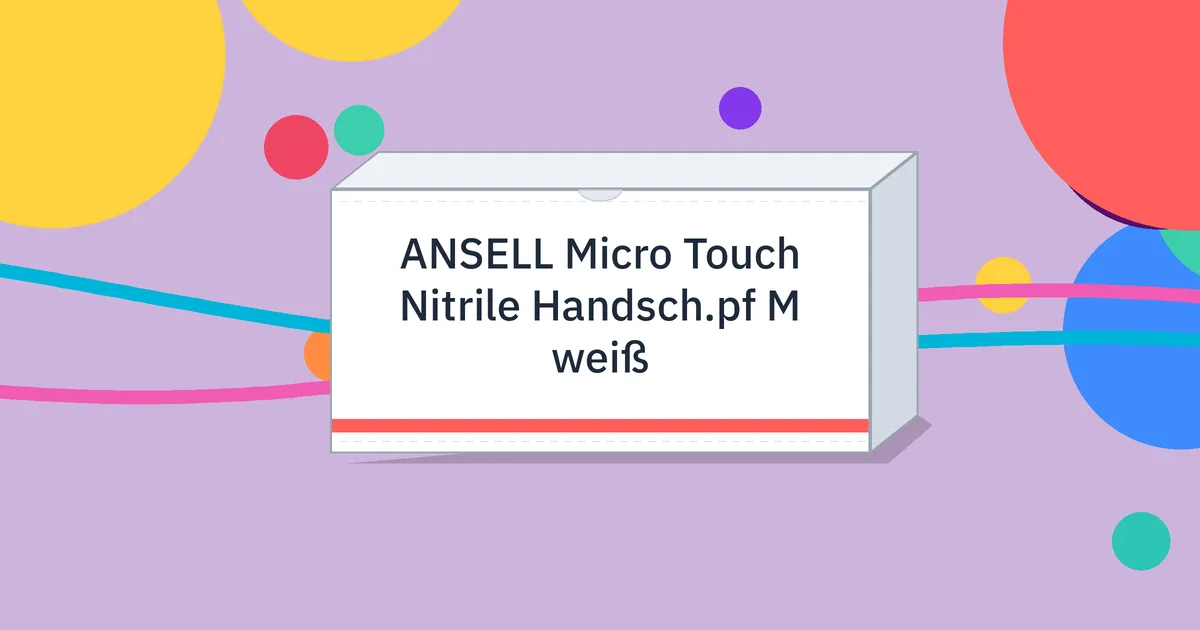 Symbolbild: Packung mit der Aufschrift ANSELL Micro Touch Nitrile Handsch.pf M weiß (PZN 09541358) – Verfügbarkeit und Bezug in Apotheken in Frankfurt am Main