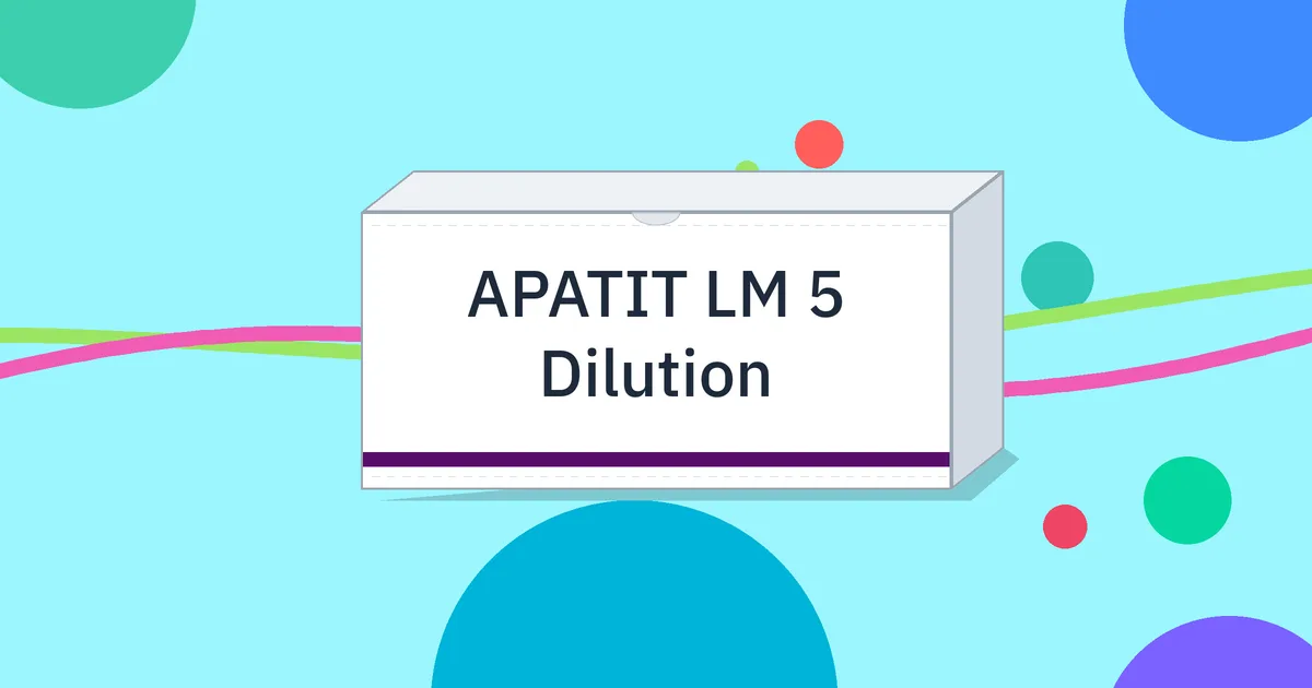 Symbolbild: Packung mit der Aufschrift APATIT LM 5 Dilution (PZN 13377114) – Verfügbarkeit und Bezug in Apotheken in Frankfurt am Main