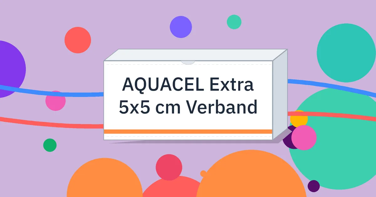 Symbolbild: Packung mit der Aufschrift AQUACEL Extra 5x5 cm Verband (PZN 16752647) – Verfügbarkeit und Bezug in Apotheken in Frankfurt am Main