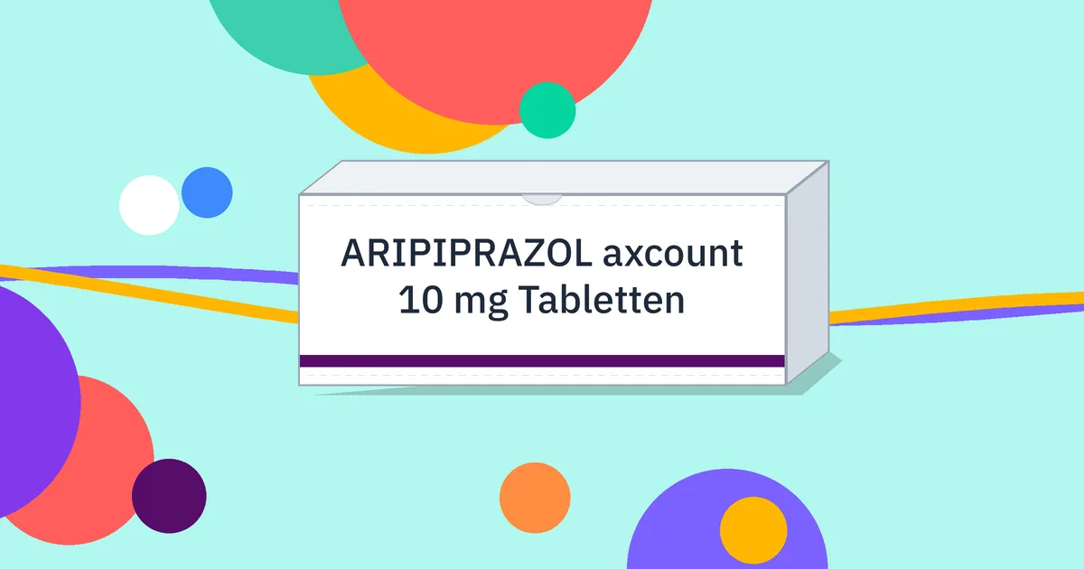 Symbolbild: Packung mit der Aufschrift ARIPIPRAZOL axcount 10 mg Tabletten (PZN 17829665) – Verfügbarkeit und Bezug in Apotheken in Frankfurt am Main