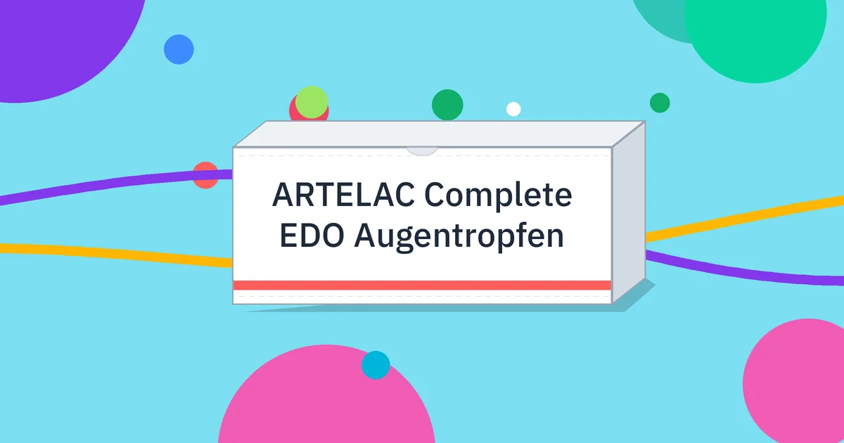 Symbolbild: Packung mit der Aufschrift ARTELAC Complete EDO Augentropfen (PZN 11617910) – Verfügbarkeit und Bezug in Apotheken in Frankfurt am Main