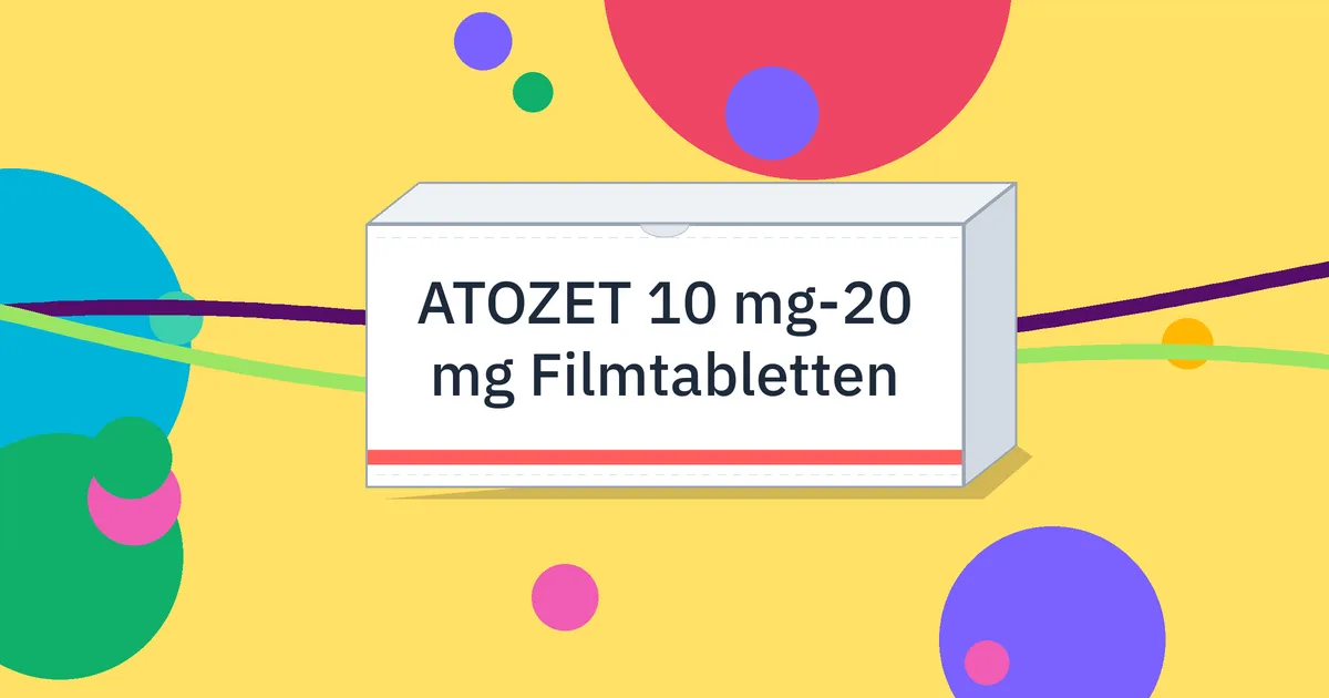 Symbolbild: Packung mit der Aufschrift ATOZET 10 mg-20 mg Filmtabletten (PZN 19284879) – Verfügbarkeit und Bezug in Apotheken in Frankfurt am Main