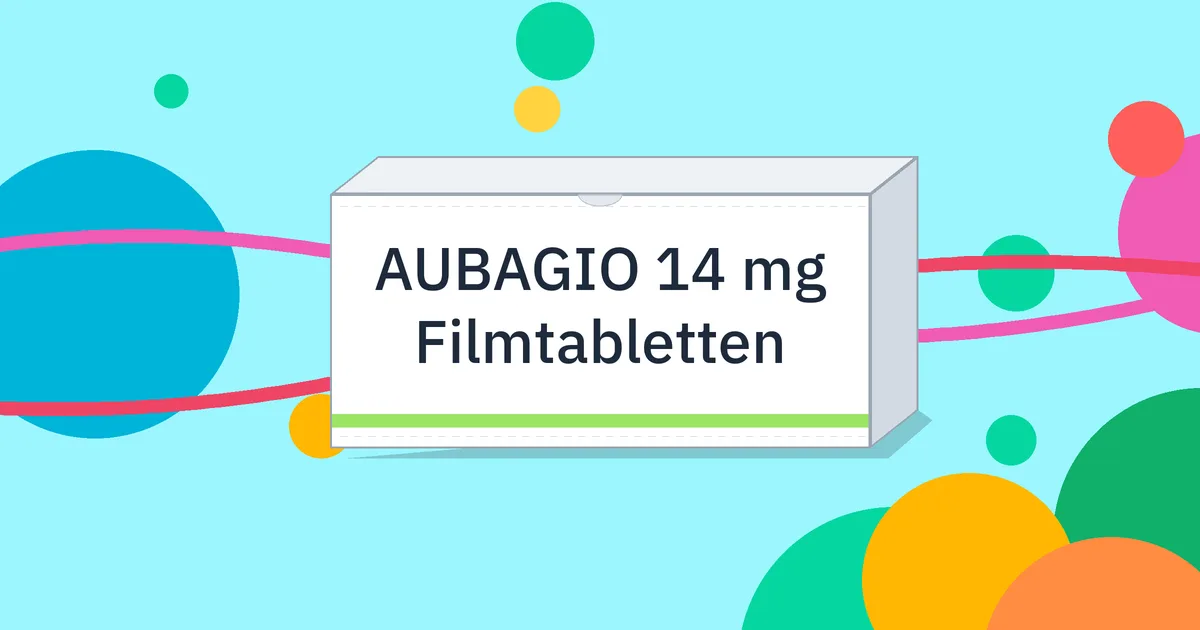 Symbolbild: Packung mit der Aufschrift AUBAGIO 14 mg Filmtabletten (PZN 15328338) – Verfügbarkeit und Bezug in Apotheken in Frankfurt am Main