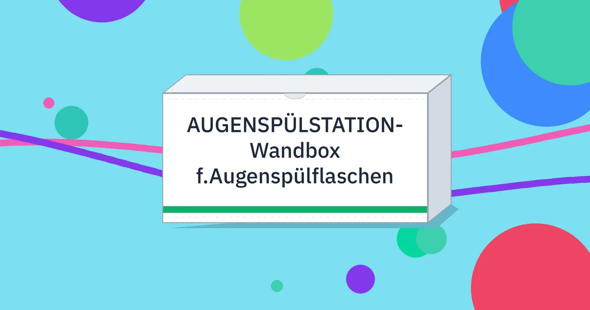 Symbolbild: Packung mit der Aufschrift AUGENSPÜLSTATION-Wandbox f.Augenspülflaschen (PZN 18662730) – Verfügbarkeit und Bezug in Apotheken in Frankfurt am Main