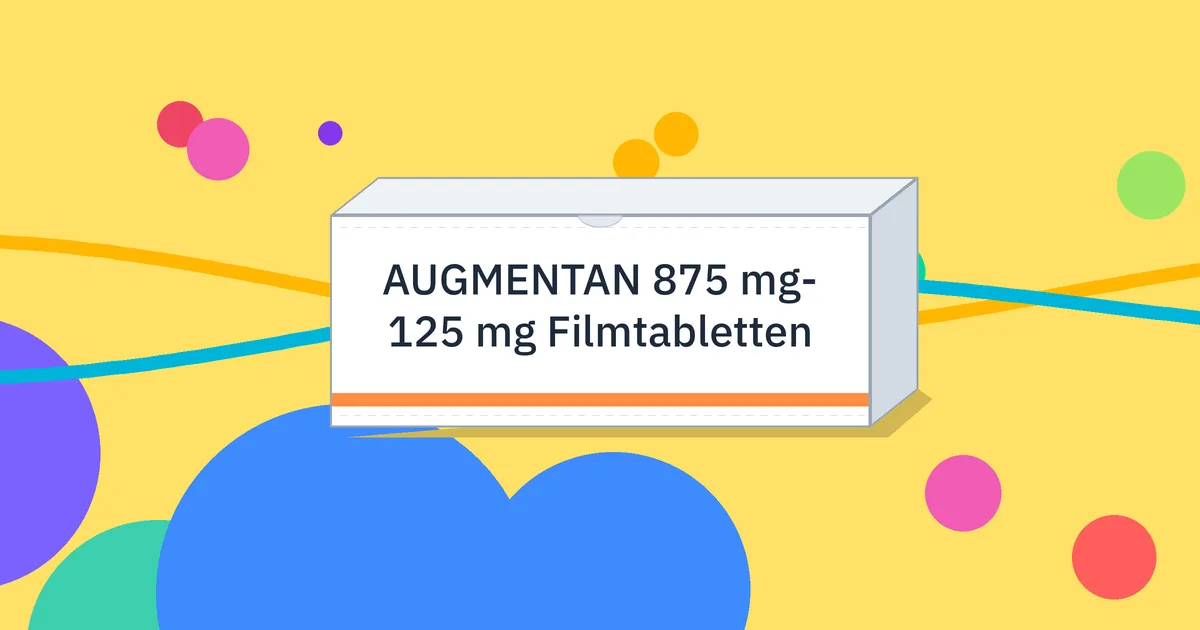 Symbolbild: Packung mit der Aufschrift AUGMENTAN 875 mg-125 mg Filmtabletten (PZN 20285542) – Verfügbarkeit und Bezug in Apotheken in Frankfurt am Main