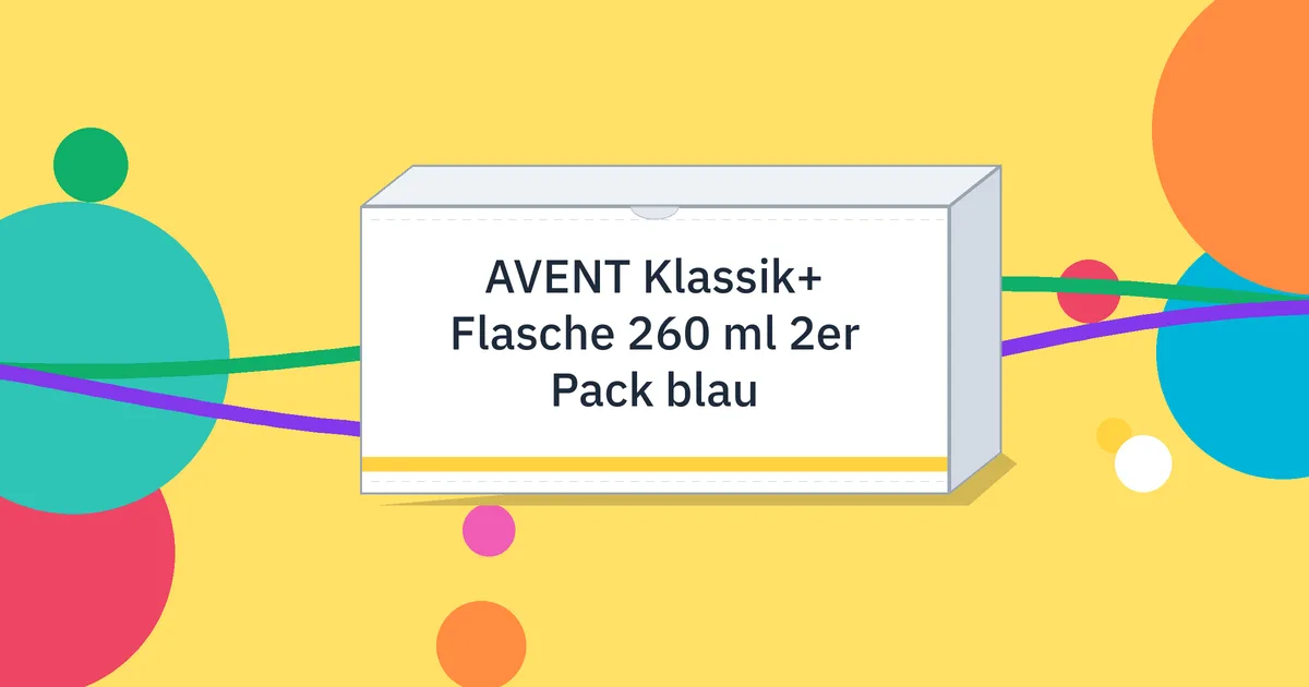 Symbolbild: Packung mit der Aufschrift AVENT Klassik+ Flasche 260 ml 2er Pack blau (PZN 10736162) – Verfügbarkeit und Bezug in Apotheken in Frankfurt am Main