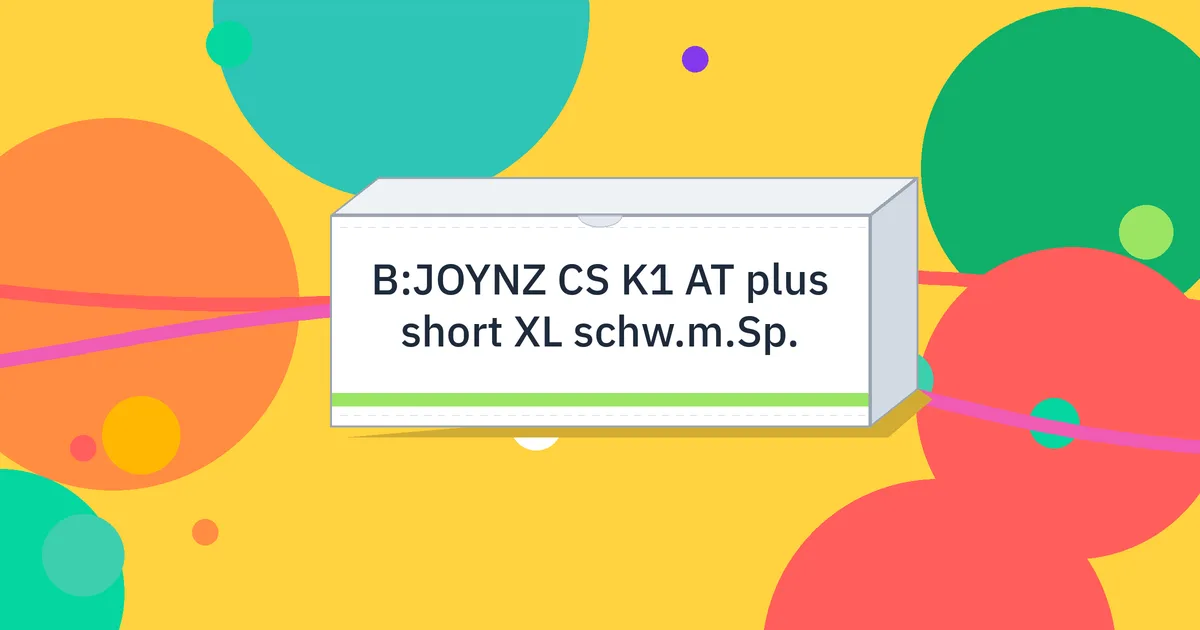 Symbolbild: Packung mit der Aufschrift B:JOYNZ CS K1 AT plus short XL schw.m.Sp. (PZN 20537280) – Verfügbarkeit und Bezug in Apotheken in Frankfurt am Main