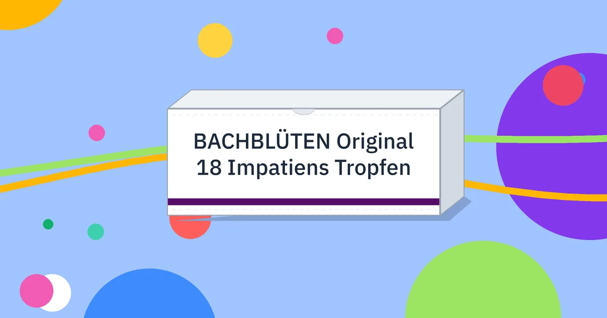 Symbolbild: Packung mit der Aufschrift BACHBLÜTEN Original 18 Impatiens Tropfen (PZN 16677377) – Verfügbarkeit und Bezug in Apotheken in Frankfurt am Main