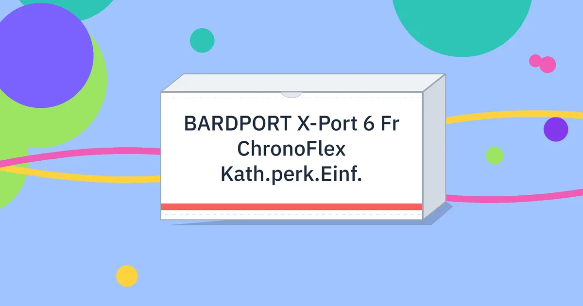 Symbolbild: Packung mit der Aufschrift BARDPORT X-Port 6 Fr ChronoFlex Kath.perk.Einf. (PZN 02756073) – Verfügbarkeit und Bezug in Apotheken in Frankfurt am Main