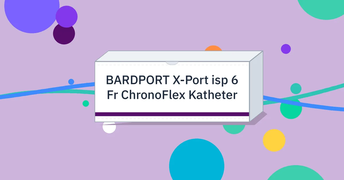 Symbolbild: Packung mit der Aufschrift BARDPORT X-Port isp 6 Fr ChronoFlex Katheter (PZN 02807468) – Verfügbarkeit und Bezug in Apotheken in Frankfurt am Main