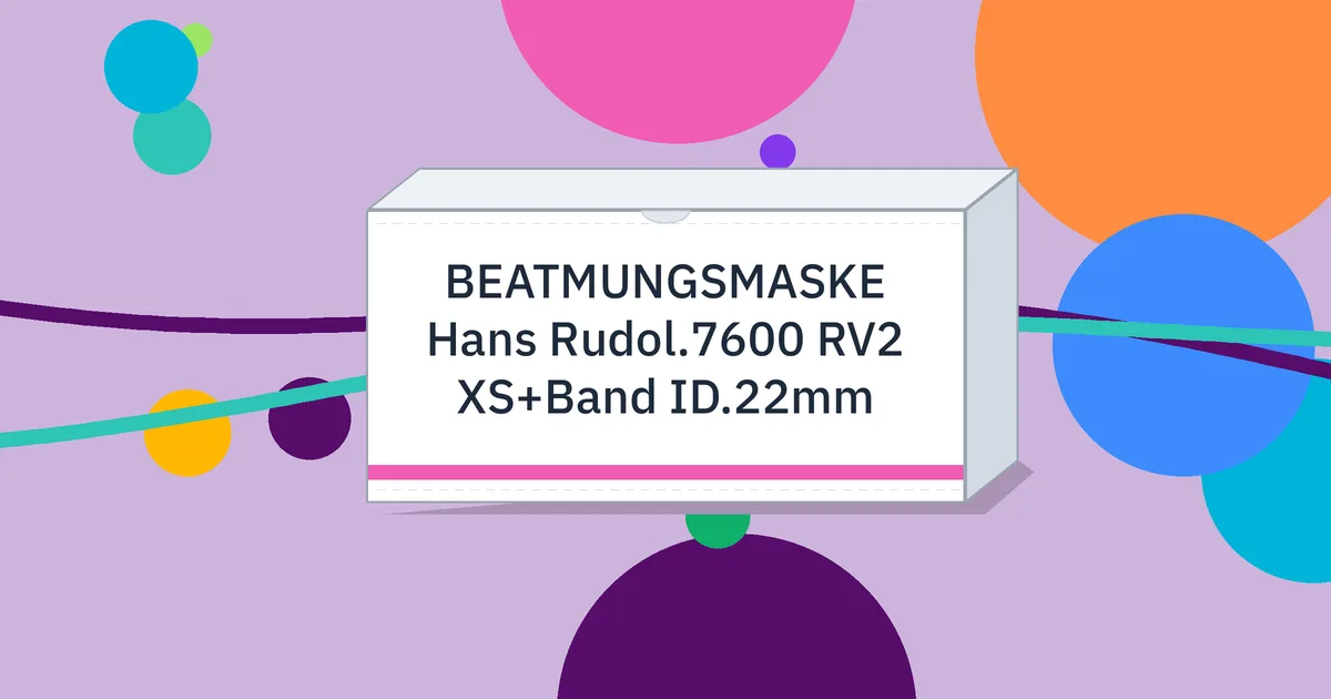 Symbolbild: Packung mit der Aufschrift BEATMUNGSMASKE Hans Rudol.7600 RV2 XS+Band ID.22mm (PZN 17303124) – Verfügbarkeit und Bezug in Apotheken in Frankfurt am Main