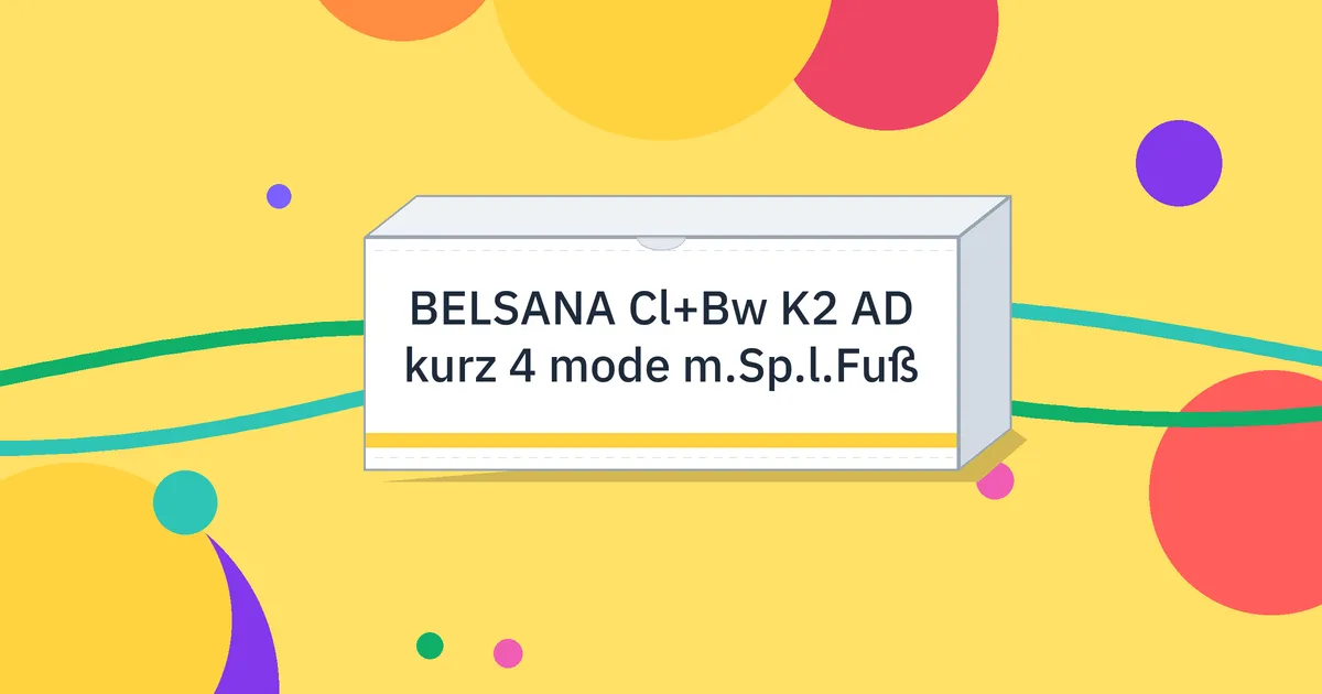Symbolbild: Packung mit der Aufschrift BELSANA Cl+Bw K2 AD kurz 4 mode m.Sp.l.Fuß (PZN 12241588) – Verfügbarkeit und Bezug in Apotheken in Frankfurt am Main
