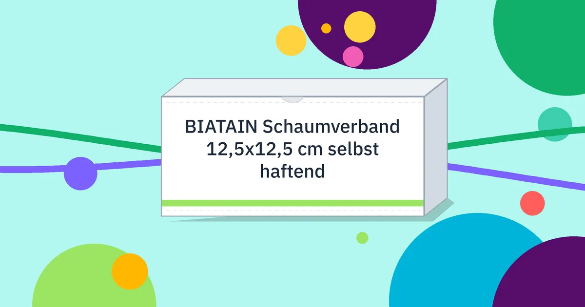 Symbolbild: Packung mit der Aufschrift BIATAIN Schaumverband 12,5x12,5 cm selbst haftend (PZN 15783083) – Verfügbarkeit und Bezug in Apotheken in Frankfurt am Main