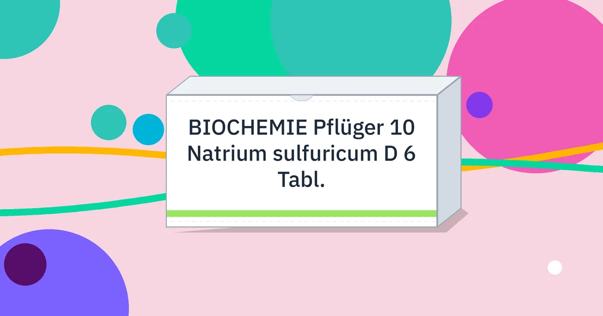 Symbolbild: Packung mit der Aufschrift BIOCHEMIE Pflüger 10 Natrium sulfuricum D 6 Tabl. (PZN 06319694) – Verfügbarkeit und Bezug in Apotheken in Frankfurt am Main