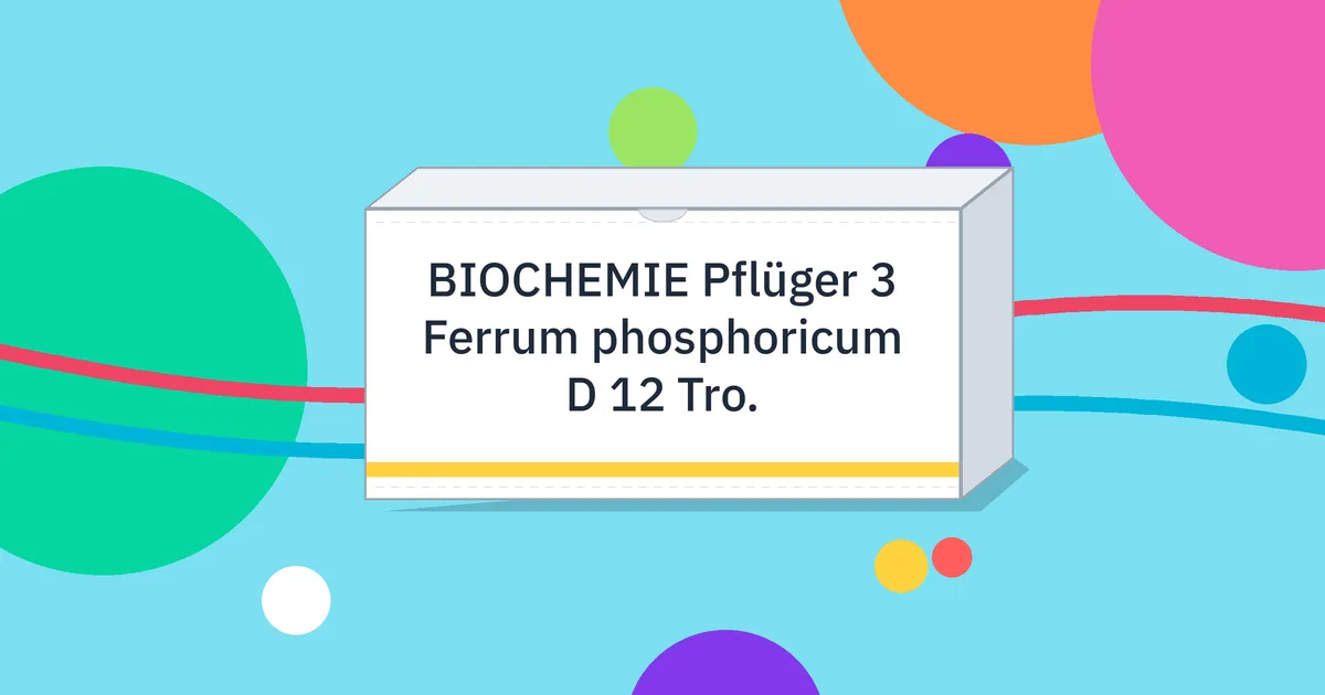 Symbolbild: Packung mit der Aufschrift BIOCHEMIE Pflüger 3 Ferrum phosphoricum D 12 Tro. (PZN 06323833) – Verfügbarkeit und Bezug in Apotheken in Frankfurt am Main
