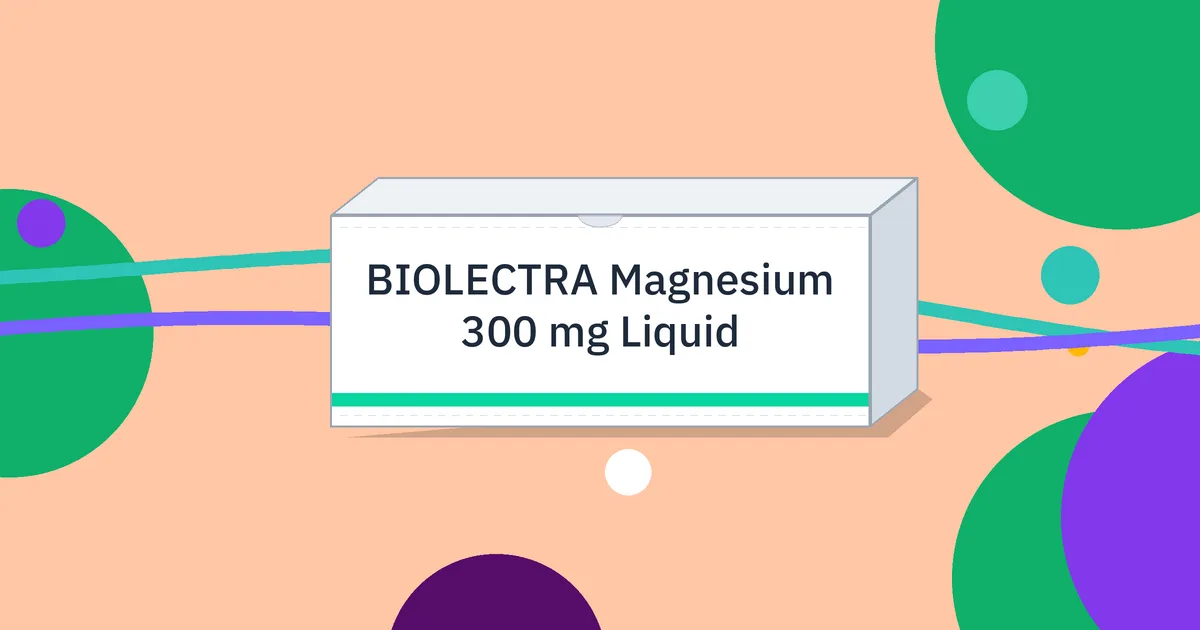 Symbolbild: Packung mit der Aufschrift BIOLECTRA Magnesium 300 mg Liquid (PZN 13986563) – Verfügbarkeit und Bezug in Apotheken in Frankfurt am Main