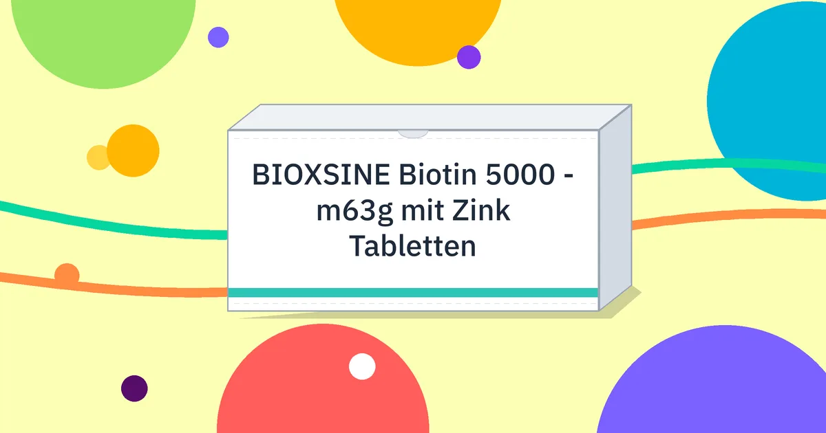 Symbolbild: Packung mit der Aufschrift BIOXSINE Biotin 5000 -m63g mit Zink Tabletten (PZN 18153023) – Verfügbarkeit und Bezug in Apotheken in Frankfurt am Main