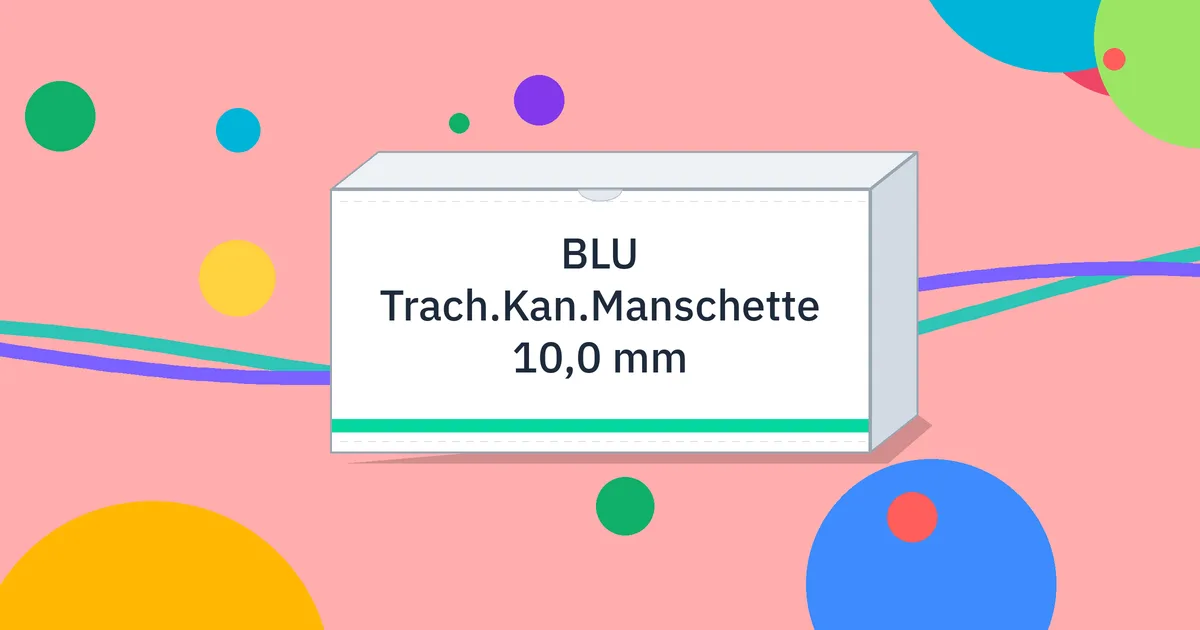 Symbolbild: Packung mit der Aufschrift BLU Trach.Kan.Manschette 10,0 mm (PZN 09216380) – Verfügbarkeit und Bezug in Apotheken in Frankfurt am Main