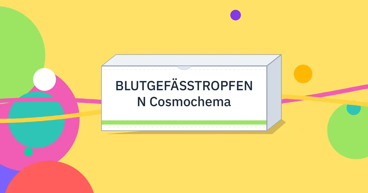 Symbolbild: Packung mit der Aufschrift BLUTGEFÄSSTROPFEN N Cosmochema (PZN 03914893) – Verfügbarkeit und Bezug in Apotheken in Frankfurt am Main