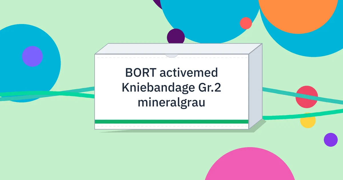 Symbolbild: Packung mit der Aufschrift BORT activemed Kniebandage Gr.2 mineralgrau (PZN 15258750) – Verfügbarkeit und Bezug in Apotheken in Frankfurt am Main
