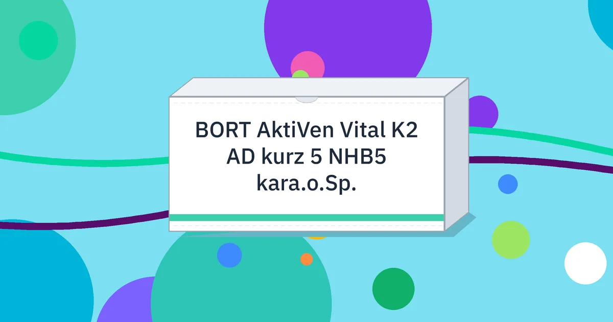 Symbolbild: Packung mit der Aufschrift BORT AktiVen Vital K2 AD kurz 5 NHB5 kara.o.Sp. (PZN 17492869) – Verfügbarkeit und Bezug in Apotheken in Frankfurt am Main