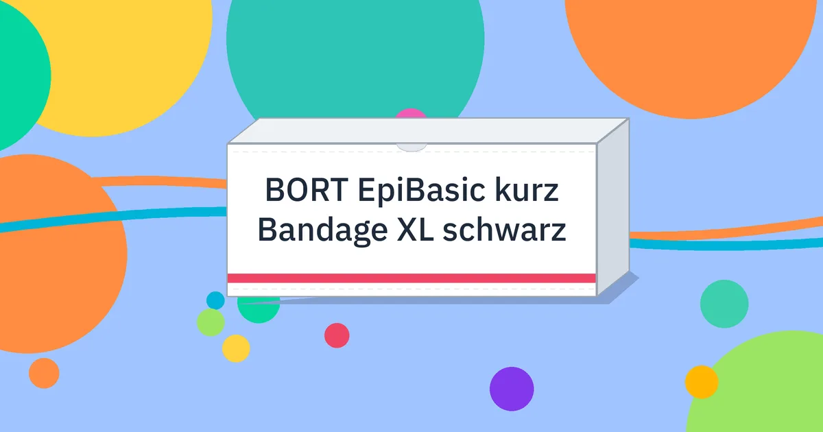Symbolbild: Packung mit der Aufschrift BORT EpiBasic kurz Bandage XL schwarz (PZN 15255929) – Verfügbarkeit und Bezug in Apotheken in Frankfurt am Main