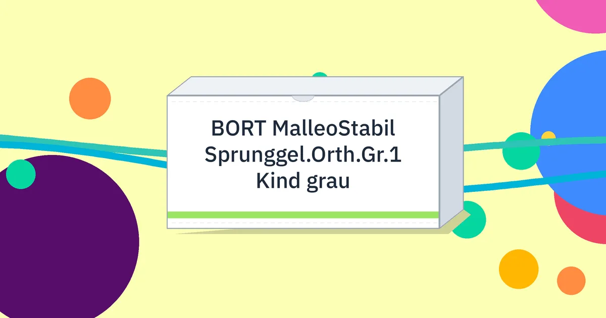 Symbolbild: Packung mit der Aufschrift BORT MalleoStabil Sprunggel.Orth.Gr.1 Kind grau (PZN 19635072) – Verfügbarkeit und Bezug in Apotheken in Frankfurt am Main