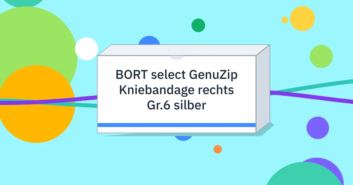 Symbolbild: Packung mit der Aufschrift BORT select GenuZip Kniebandage rechts Gr.6 silber (PZN 16844415) – Verfügbarkeit und Bezug in Apotheken in Frankfurt am Main