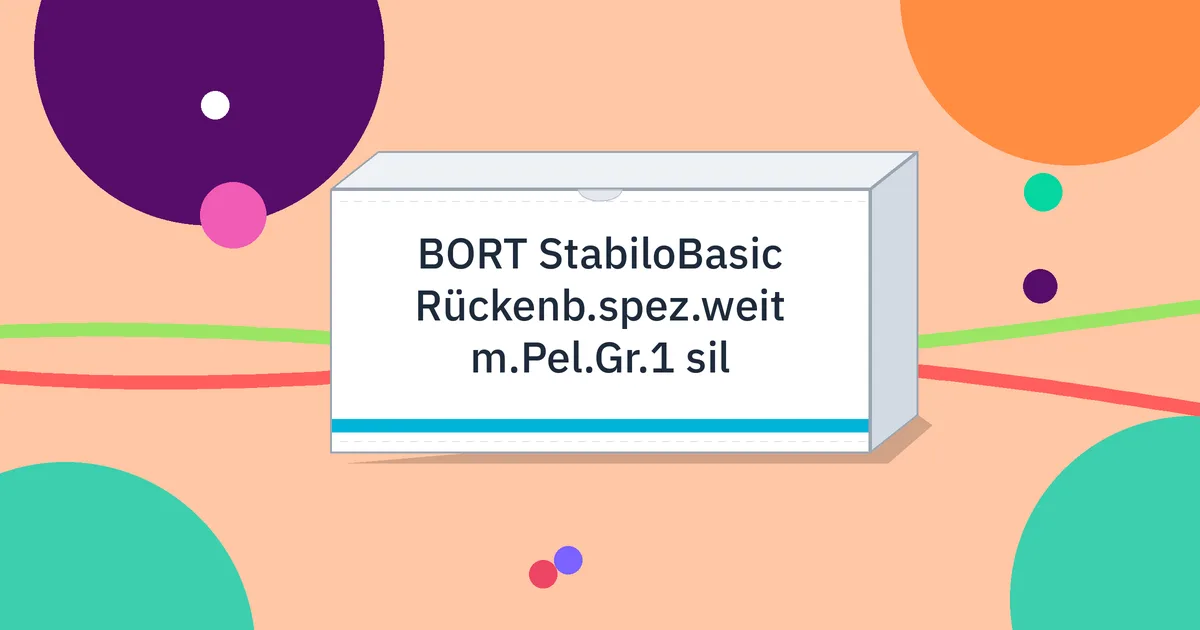 Symbolbild: Packung mit der Aufschrift BORT StabiloBasic Rückenb.spez.weit m.Pel.Gr.1 sil (PZN 18270332) – Verfügbarkeit und Bezug in Apotheken in Frankfurt am Main