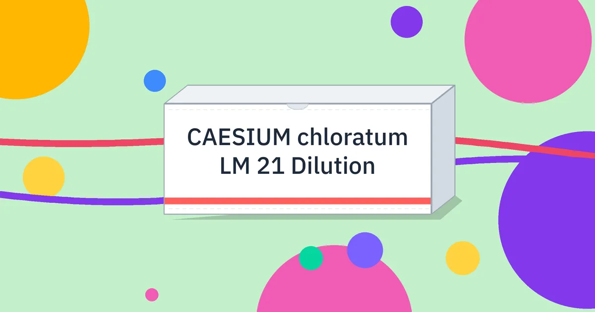 Symbolbild: Packung mit der Aufschrift CAESIUM chloratum LM 21 Dilution (PZN 12799221) – Verfügbarkeit und Bezug in Apotheken in Frankfurt am Main