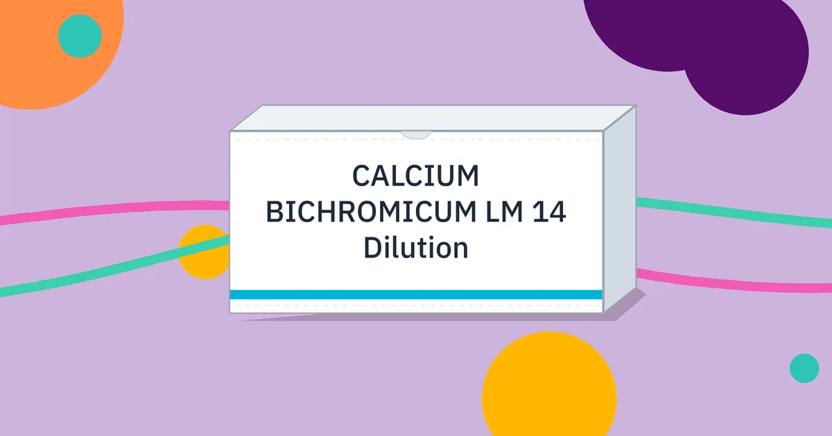 Symbolbild: Packung mit der Aufschrift CALCIUM BICHROMICUM LM 14 Dilution (PZN 13407370) – Verfügbarkeit und Bezug in Apotheken in Frankfurt am Main