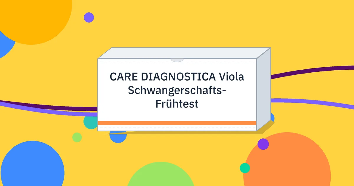 Symbolbild: Packung mit der Aufschrift CARE DIAGNOSTICA Viola Schwangerschafts-Frühtest (PZN 02577270) – Verfügbarkeit und Bezug in Apotheken in Frankfurt am Main