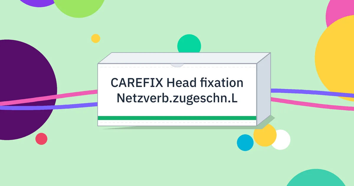 Symbolbild: Packung mit der Aufschrift CAREFIX Head fixation Netzverb.zugeschn.L (PZN 11559905) – Verfügbarkeit und Bezug in Apotheken in Frankfurt am Main