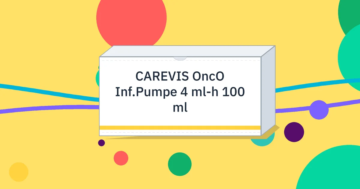 Symbolbild: Packung mit der Aufschrift CAREVIS OncO Inf.Pumpe 4 ml-h 100 ml (PZN 19117443) – Verfügbarkeit und Bezug in Apotheken in Frankfurt am Main