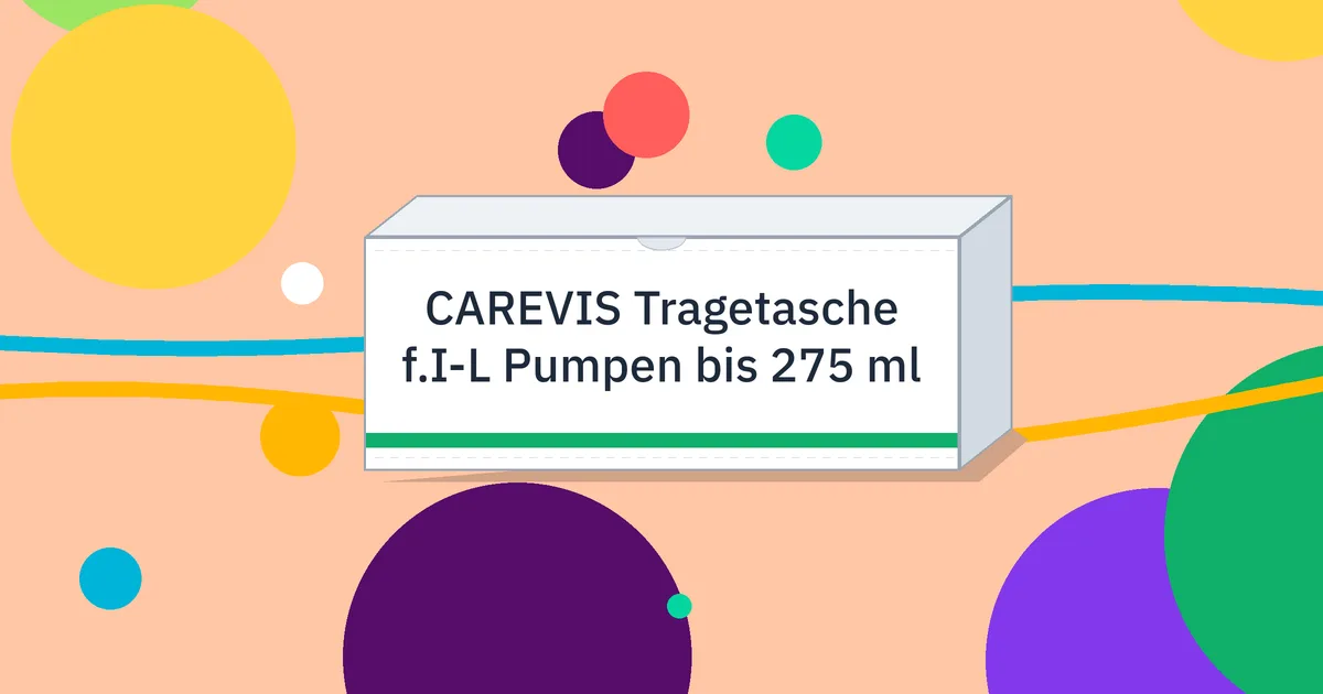 Symbolbild: Packung mit der Aufschrift CAREVIS Tragetasche f.I-L Pumpen bis 275 ml (PZN 20113574) – Verfügbarkeit und Bezug in Apotheken in Frankfurt am Main