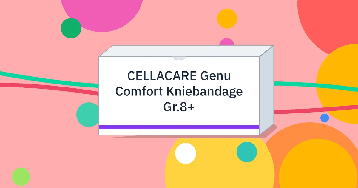 Symbolbild: Packung mit der Aufschrift CELLACARE Genu Comfort Kniebandage Gr.8+ (PZN 20549828) – Verfügbarkeit und Bezug in Apotheken in Frankfurt am Main
