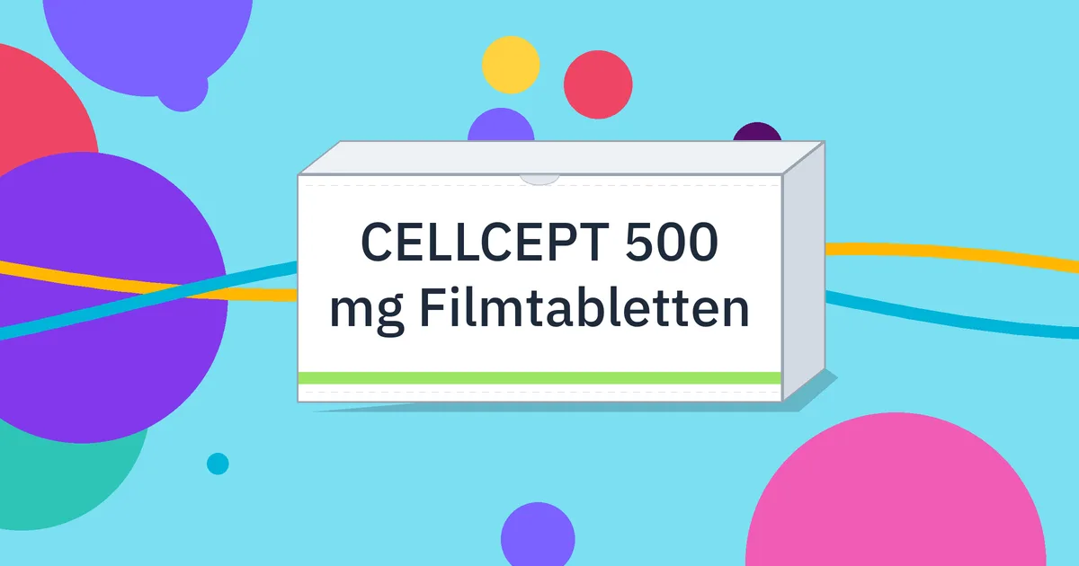 Symbolbild: Packung mit der Aufschrift CELLCEPT 500 mg Filmtabletten (PZN 14227411) – Verfügbarkeit und Bezug in Apotheken in Frankfurt am Main