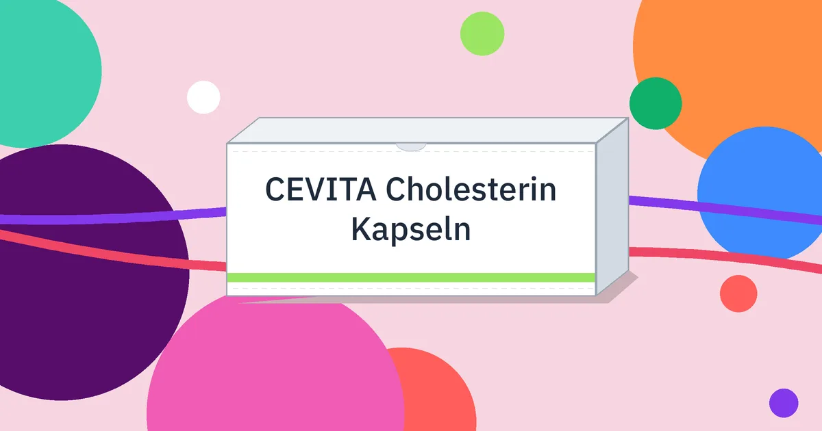 Symbolbild: Packung mit der Aufschrift CEVITA Cholesterin Kapseln (PZN 08467192) – Verfügbarkeit und Bezug in Apotheken in Frankfurt am Main