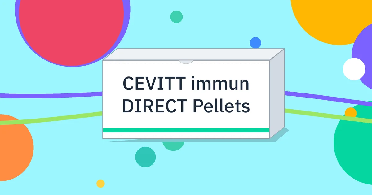 Symbolbild: Packung mit der Aufschrift CEVITT immun DIRECT Pellets (PZN 06446607) – Verfügbarkeit und Bezug in Apotheken in Frankfurt am Main