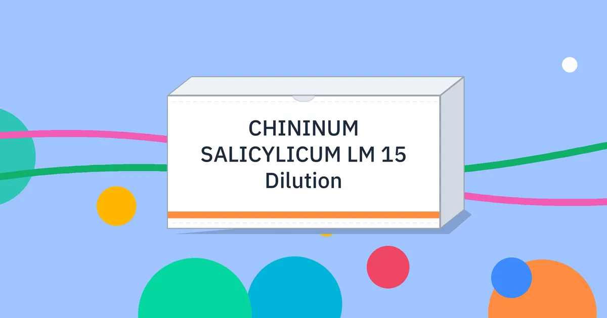 Symbolbild: Packung mit der Aufschrift CHININUM SALICYLICUM LM 15 Dilution (PZN 12815641) – Verfügbarkeit und Bezug in Apotheken in Frankfurt am Main