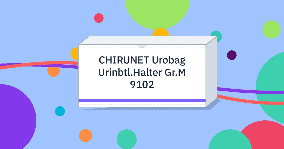 Symbolbild: Packung mit der Aufschrift CHIRUNET Urobag Urinbtl.Halter Gr.M 9102 (PZN 00478144) – Verfügbarkeit und Bezug in Apotheken in Frankfurt am Main