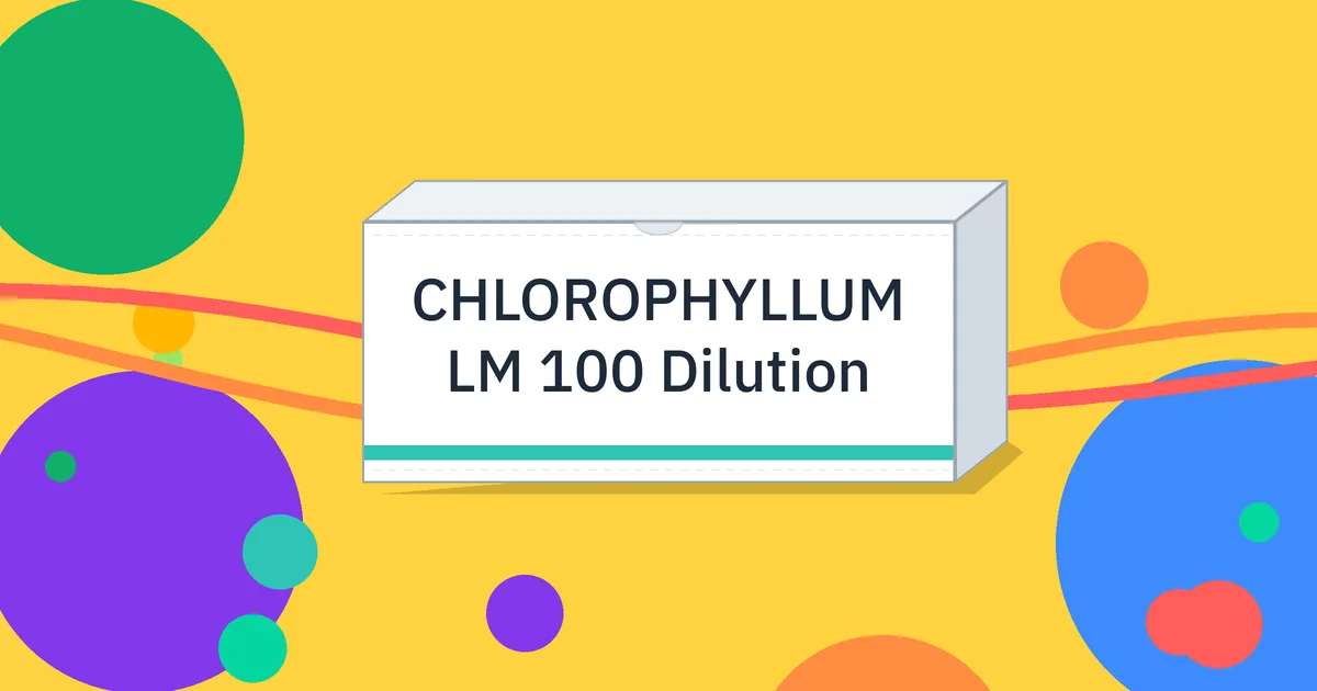 Symbolbild: Packung mit der Aufschrift CHLOROPHYLLUM LM 100 Dilution (PZN 13445301) – Verfügbarkeit und Bezug in Apotheken in Frankfurt am Main