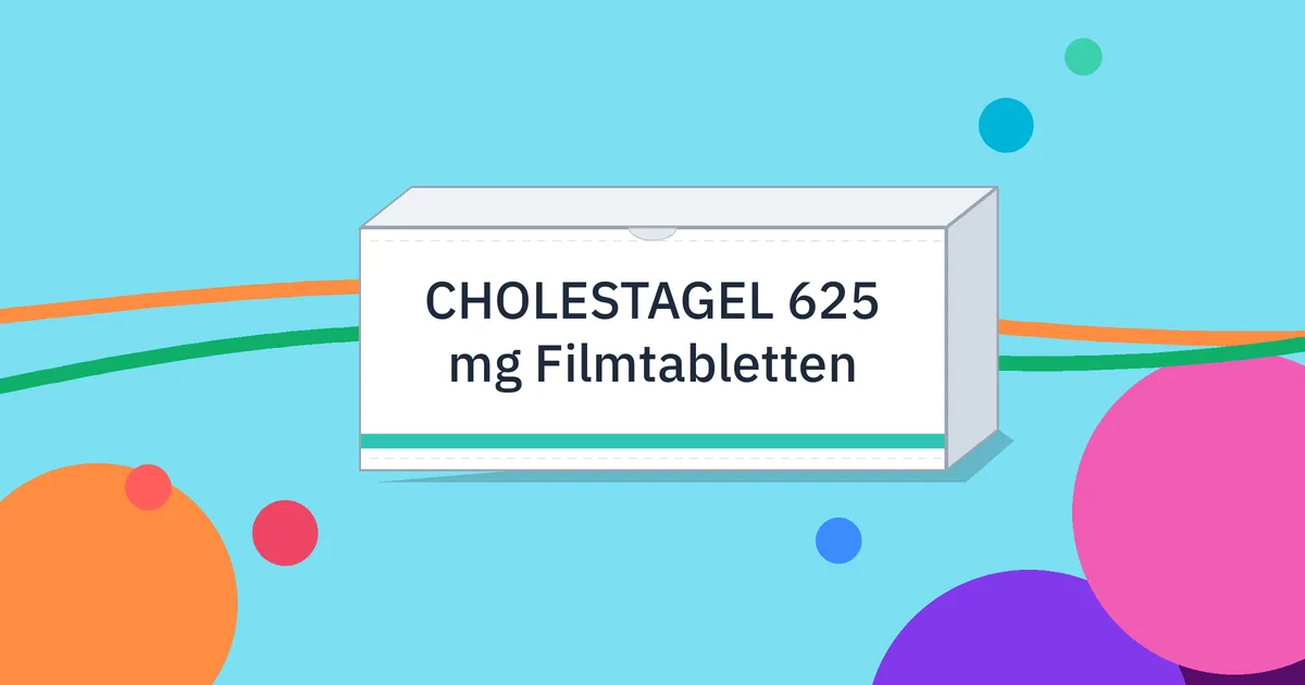 Symbolbild: Packung mit der Aufschrift CHOLESTAGEL 625 mg Filmtabletten (PZN 07266250) – Verfügbarkeit und Bezug in Apotheken in Frankfurt am Main