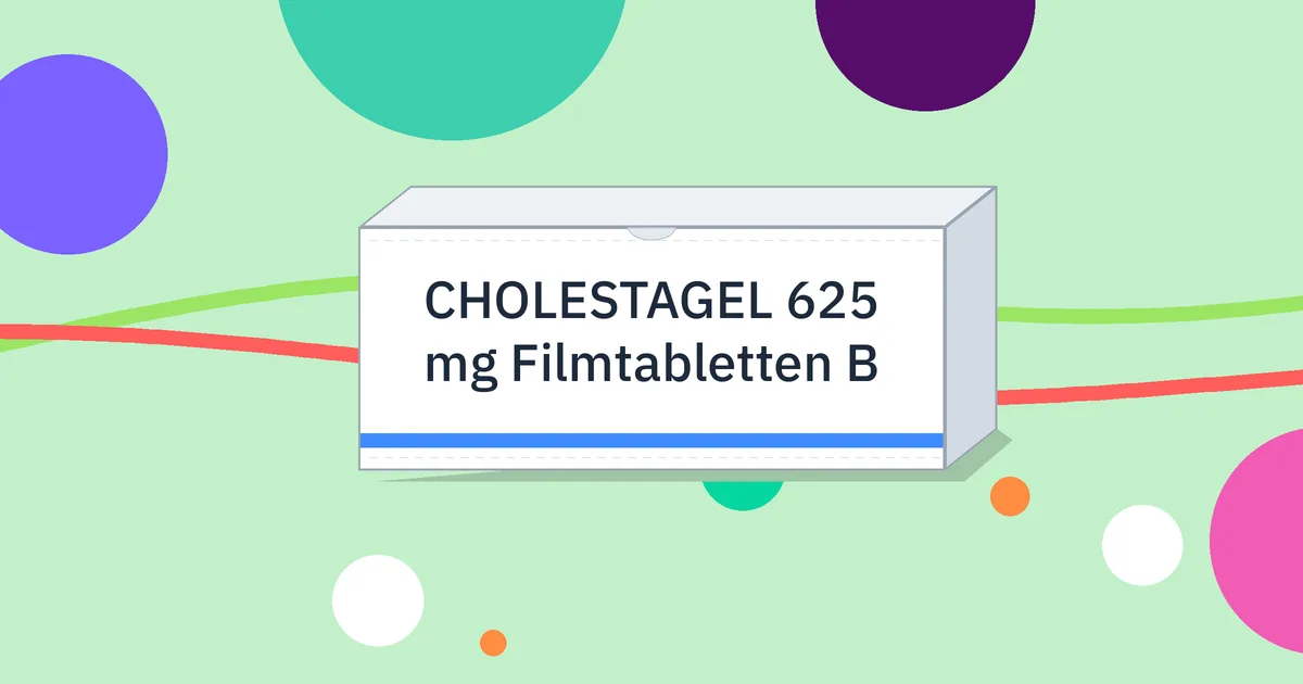 Symbolbild: Packung mit der Aufschrift CHOLESTAGEL 625 mg Filmtabletten B (PZN 11523847) – Verfügbarkeit und Bezug in Apotheken in Frankfurt am Main